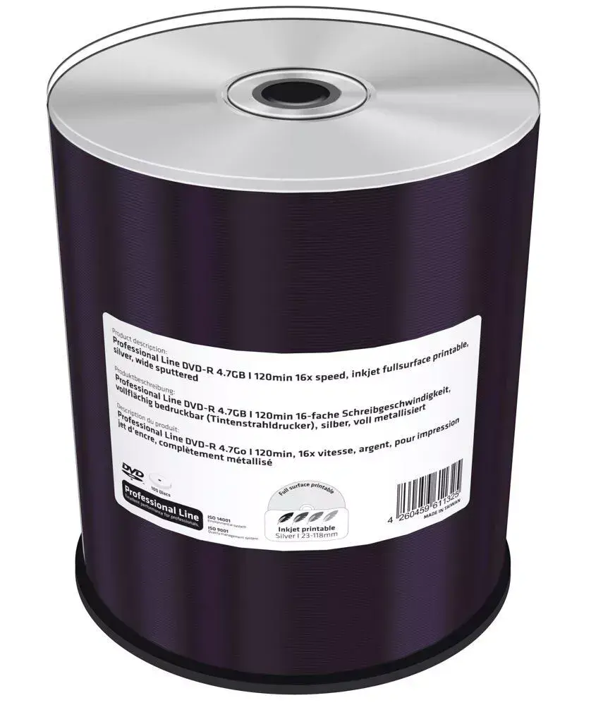 100 MEDIARANGE PRO Line Silver Printable DVD-R 16x Blank Discs 4 7GB ...