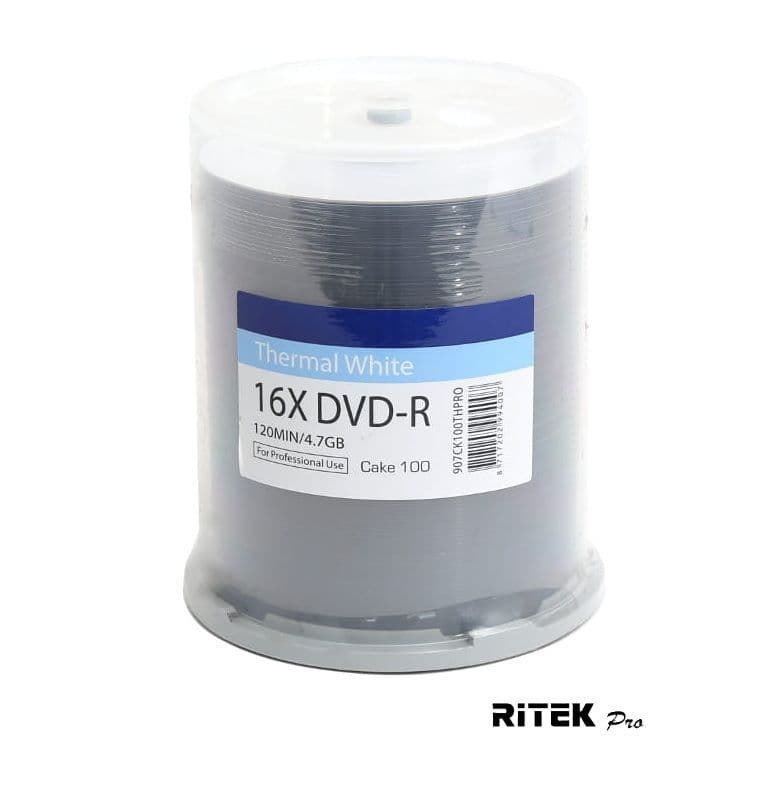 100 Ritek Professional series Thermal Printable Blank DVD DVD-R 16x 4 7GB 120 min Discs