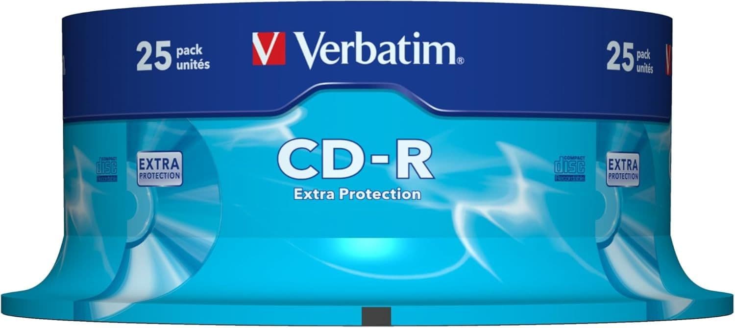 25 Genuine Verbatim Extra Protection CD-R 52x 700MB 80m Blank CD Discs ...