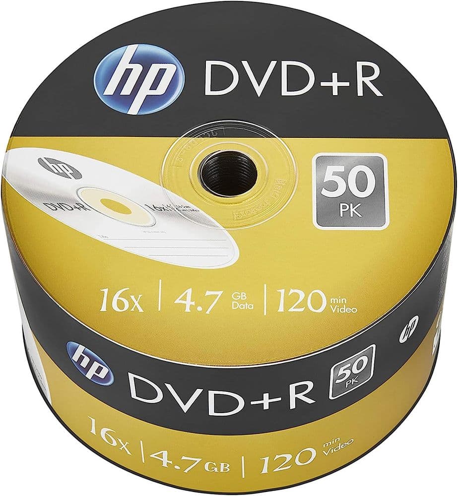 50 Genuine HP DVD R 16x 4 7GB 120 mins Blank Discs