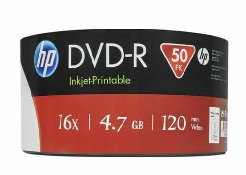 50 Genuine HP Full Face white Inkjet Printable DVD-R 16x 4 7GB
