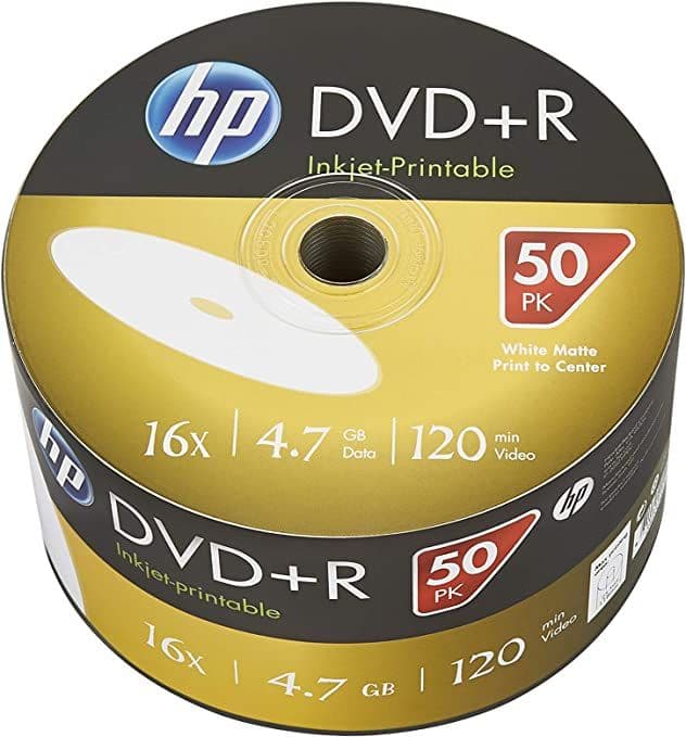 50 Genuine HP White Inkjet Printable DVD R 16x 4 7GB 120 mins Blank Discs