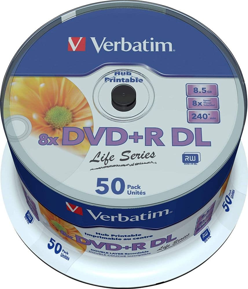 50 Verbatim 97693 8 5GB 240min DVD R DL 8x Dual Layer Printable - Life ...