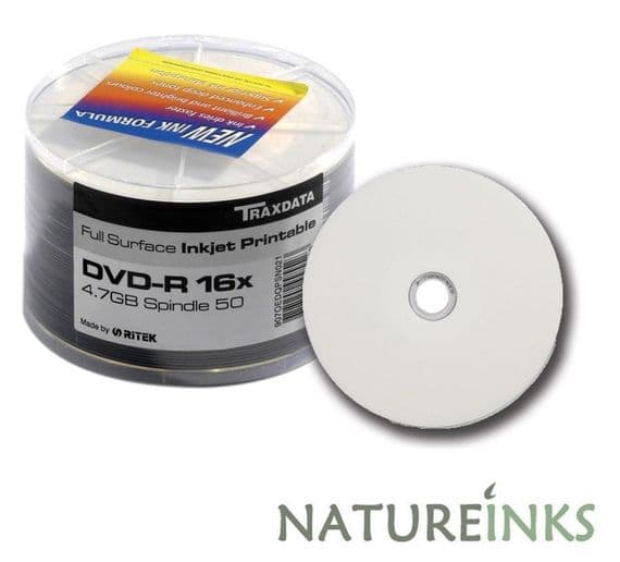 PRICE DROP 600 Traxdata Full Face White Inkjet Blank Printable DVD-R ...