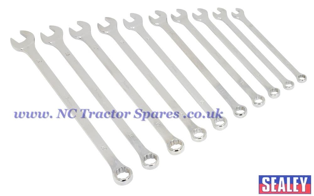 Combination Spanner Set 10pc Extra-Long Metric