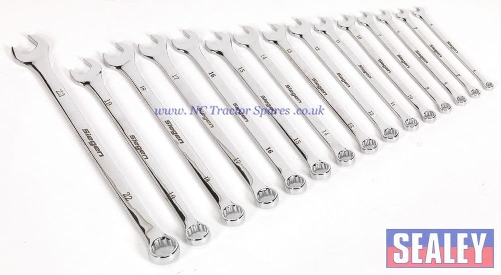 Combination Spanner Set 15pc Extra-Long Metric