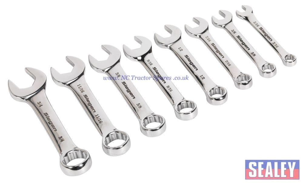 Combination Spanner Set 8pc Stubby Imperial