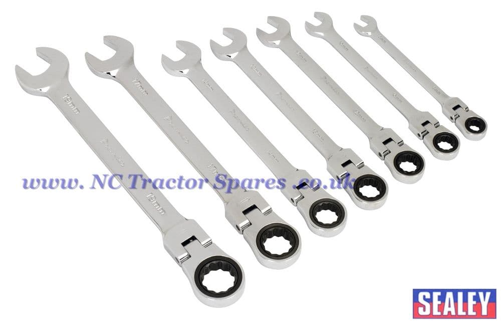 Flexi-Head Ratchet Combination Spanner Set 7pc Metric