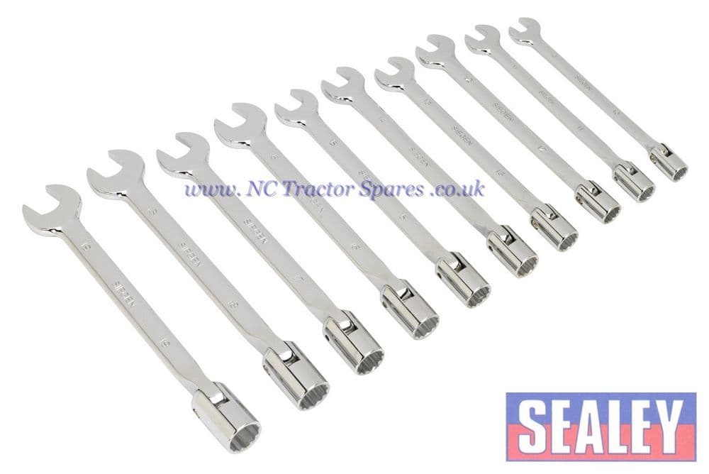 Flexi-Head Socket/Open End Spanner Set 10pc Metric