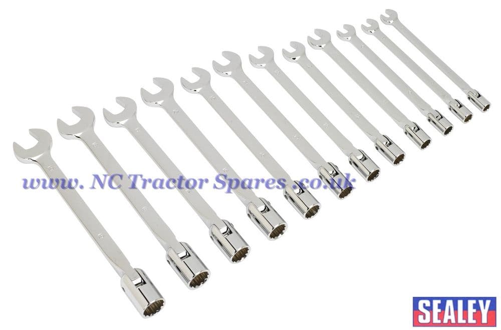 Flexi-Head Socket/Open End Spanner Set 12pc Metric