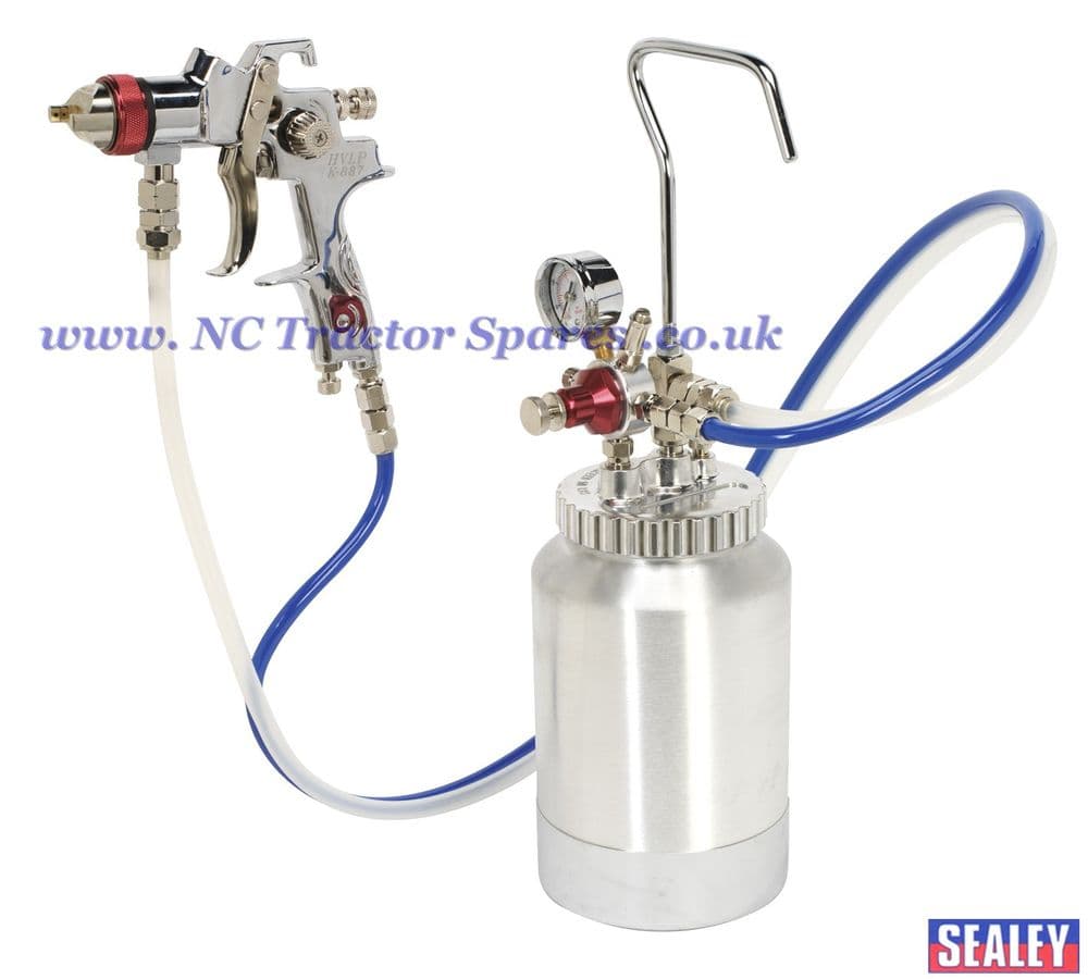 HVLP Pressure Pot System with Spray Gun & Hoses 1 7mm Set-Up