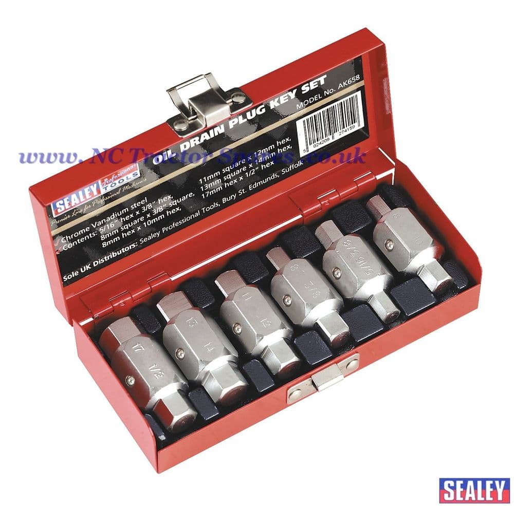 Oil Drain Plug Key Set 6pc Double End