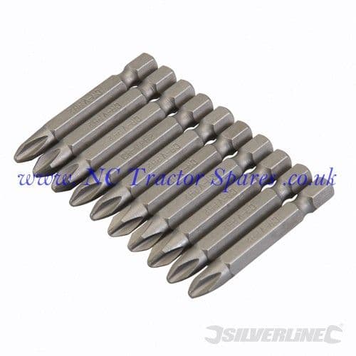 Phillips 50mm Cr-V Screwdriver Bits 10pk No 2 Silverline