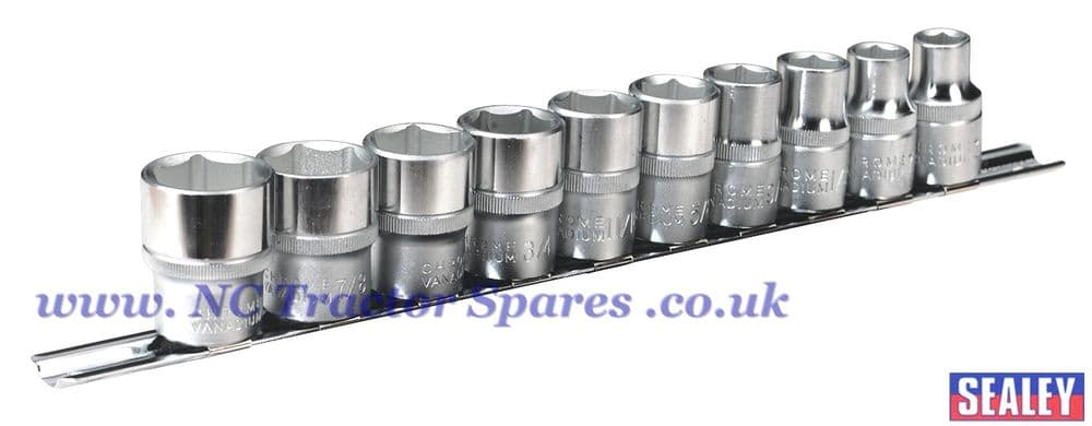 Socket Set 10pc 1/2"Sq Drive 6pt WallDrive Imperial