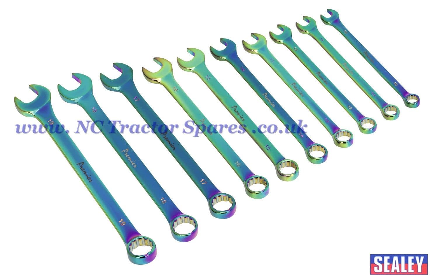 Titanium Coated Combination Spanner Set 10pc Metric