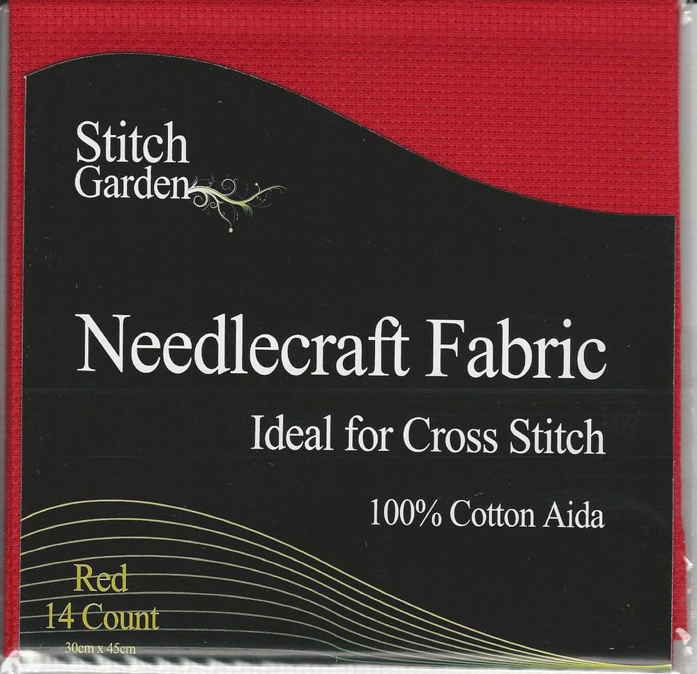 14-count Aida Cloth - Pre-cut pack - RED - 30cm x 45cm 1