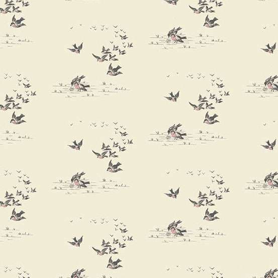 9473 - Ayla - Max & Louise - Black Birds on Cream - 1727 L - Cotton Fabric