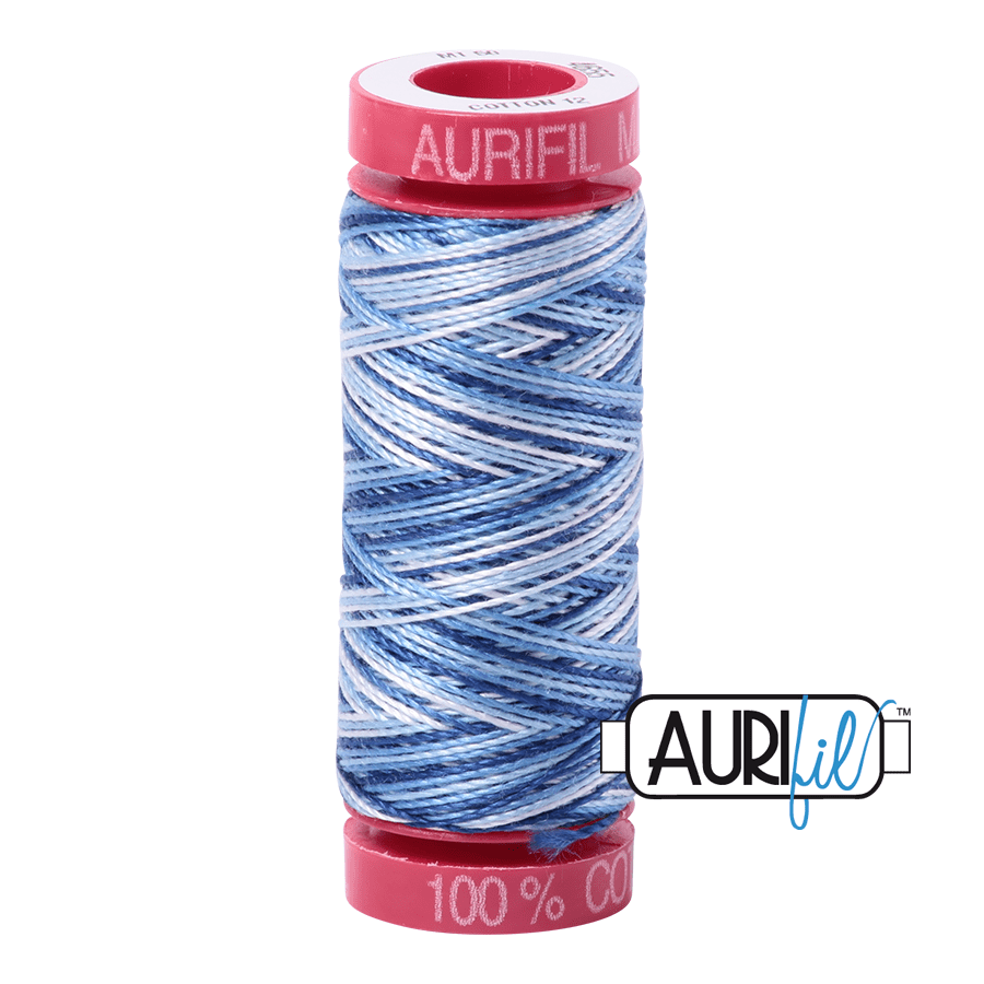 Aurifil 12 Cotton Thread - 4655 Blue/White Variegated