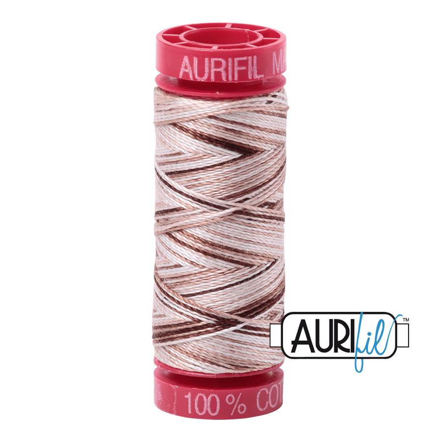 Aurifil 12 Cotton Thread - 4666 Brown/Cream Variegated
