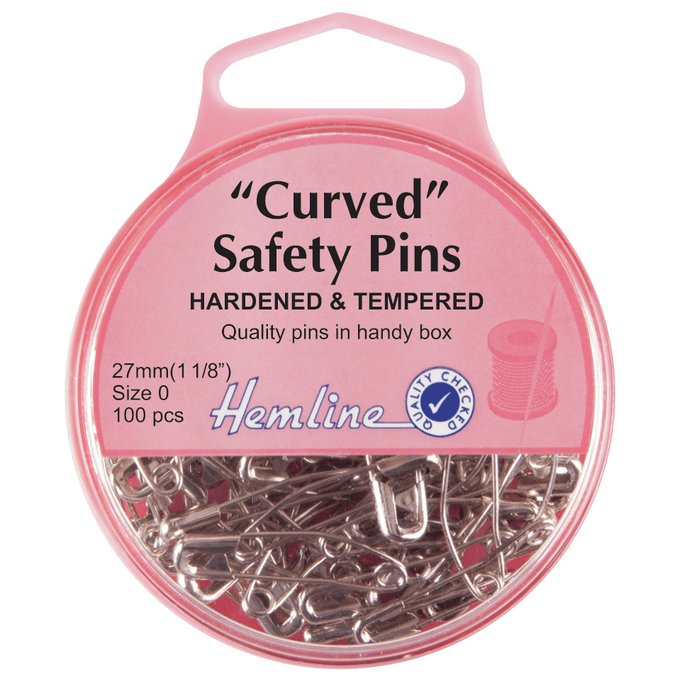 Curved Safety Pins - 27mm long - Nickel