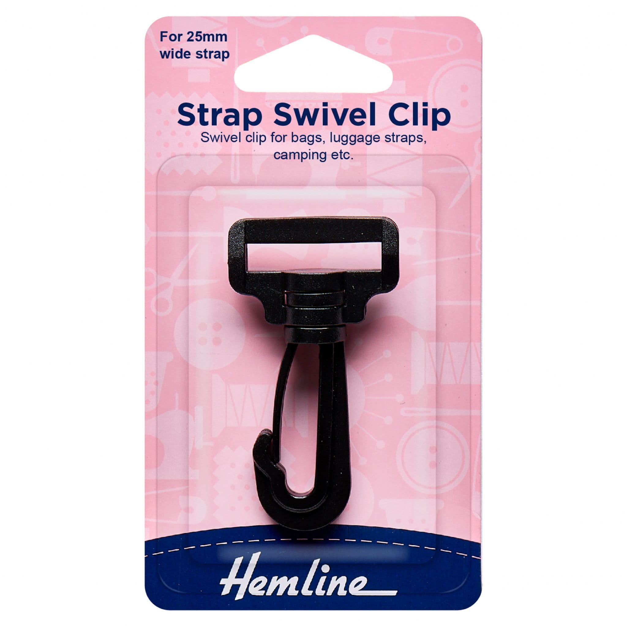 Hemline Swivel Clip - Black - 25mm