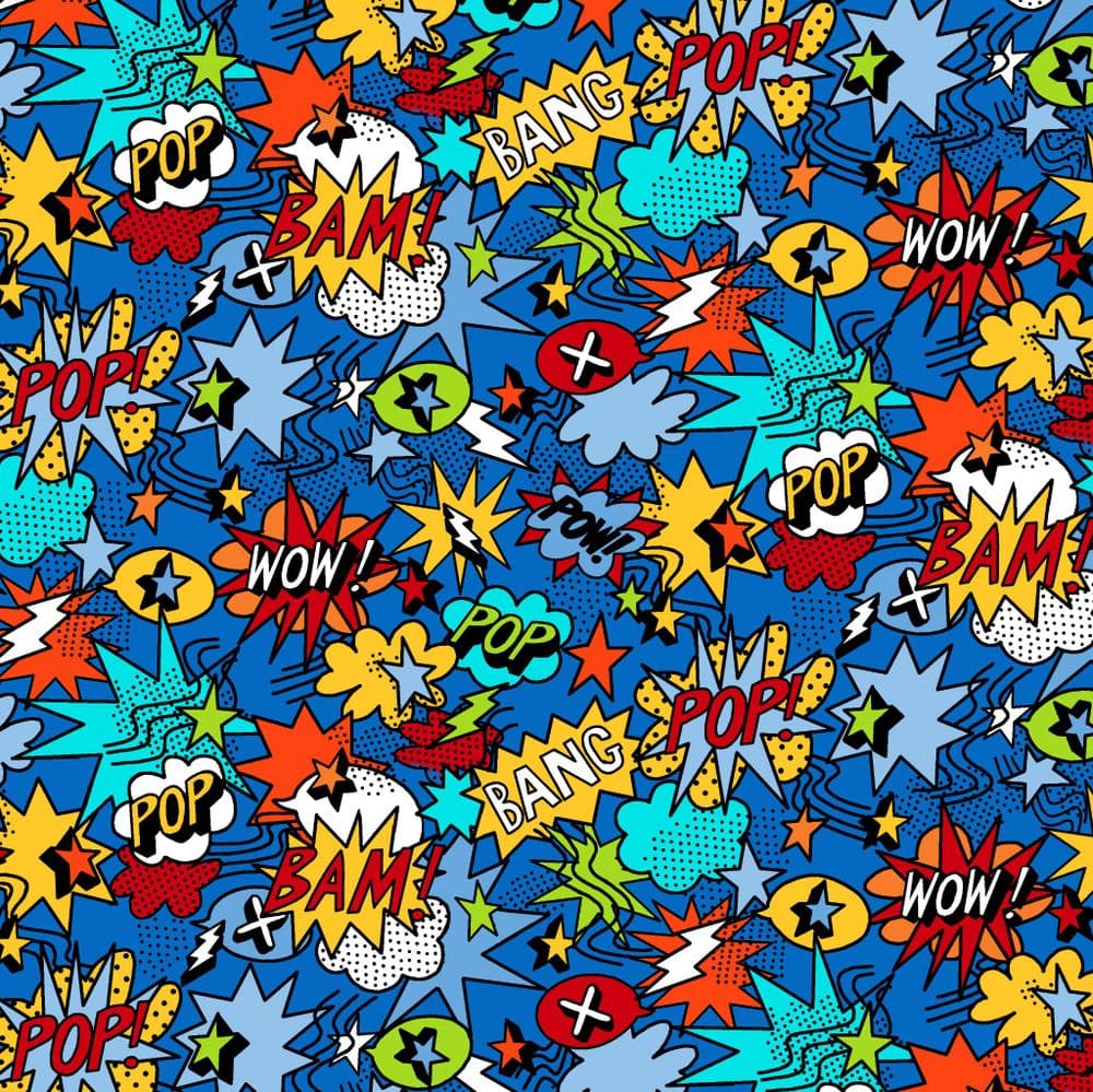 Monster Mash - 8461 - Monster Pow Blue - Makower 2555 B - Cotton Fabric