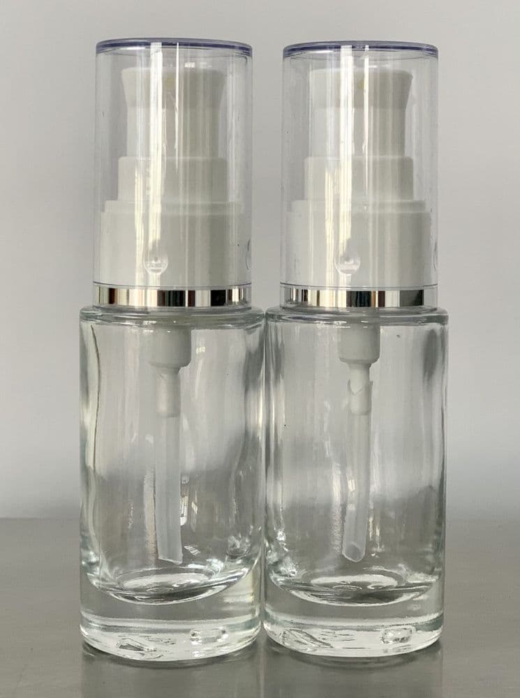Clear Glass Bottle with Lotion Pump 30ml
