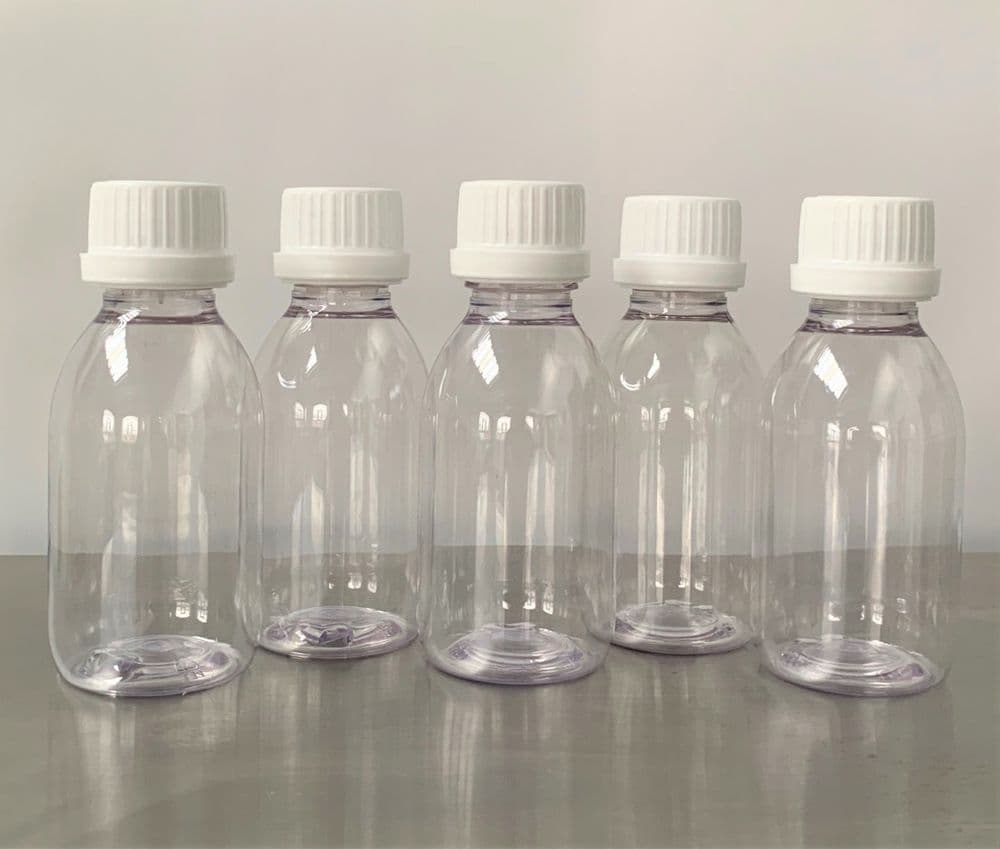 Clear Plastic 125ml Bottle x 5 Pack