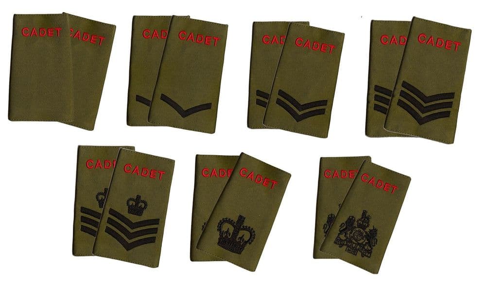 Acf Rank Slides Red Cadet On Olive Green