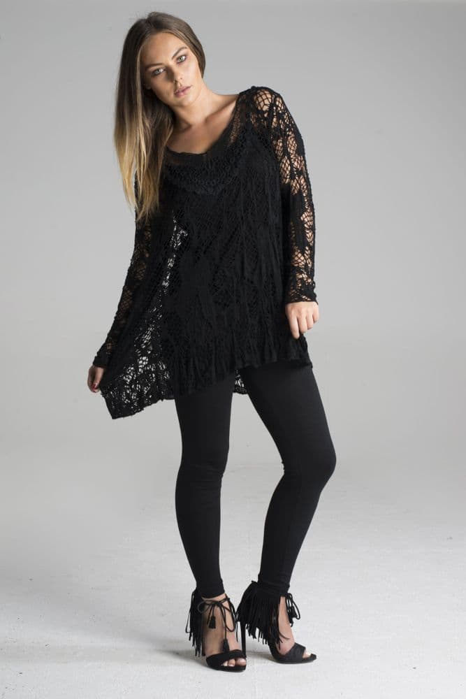 Italian Long Sleeve Crochet Top