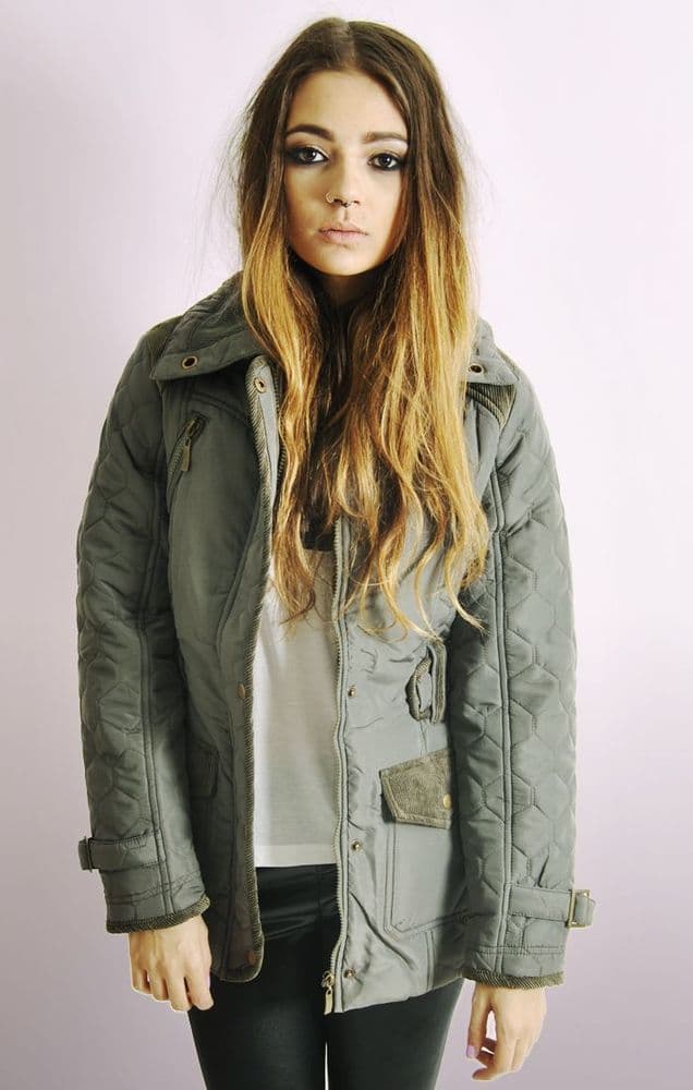 Ladies Diamond Quilted Jacket with Cord Embellishment