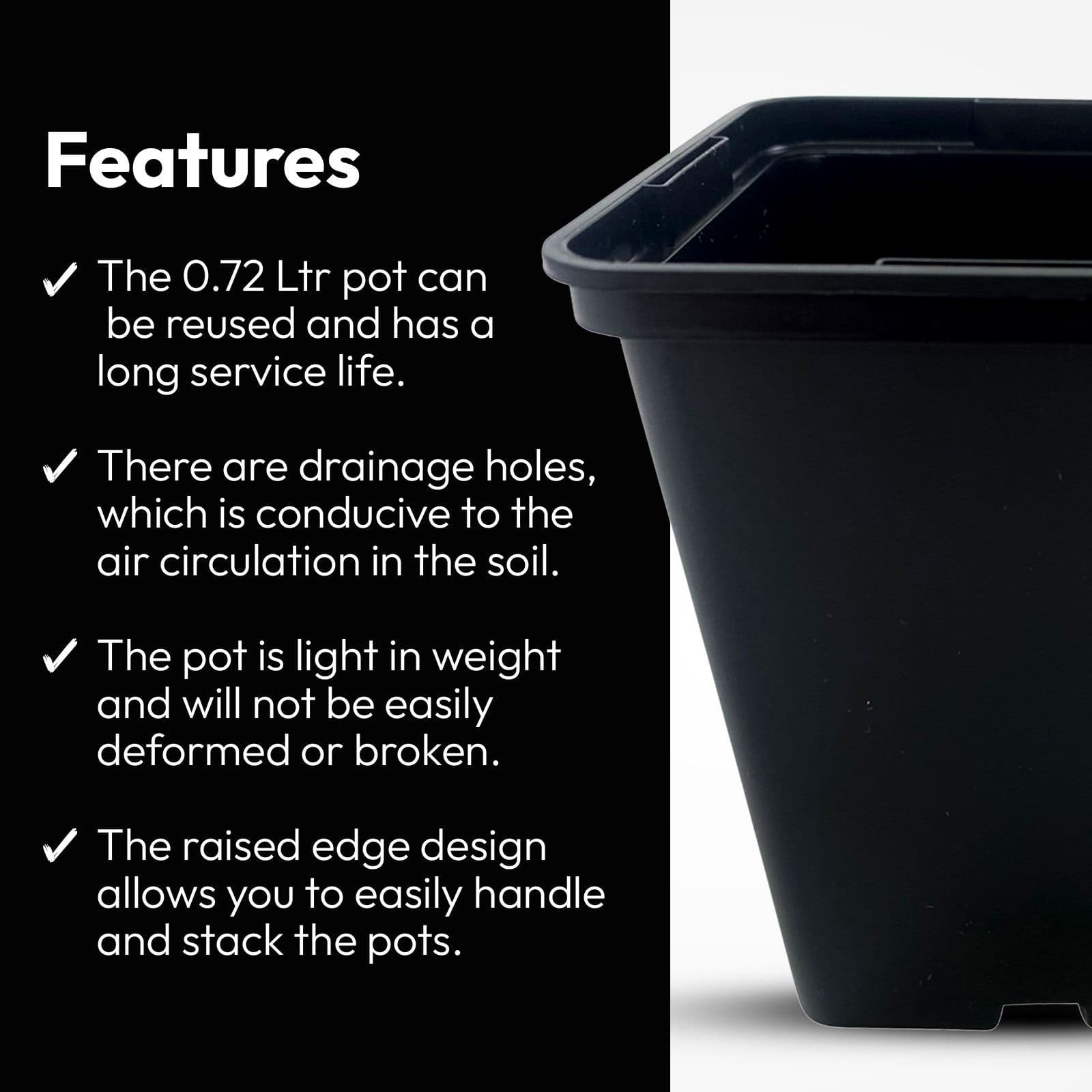 10 cm Square Plant Pots Strong Black Seedling & Propagation Containers