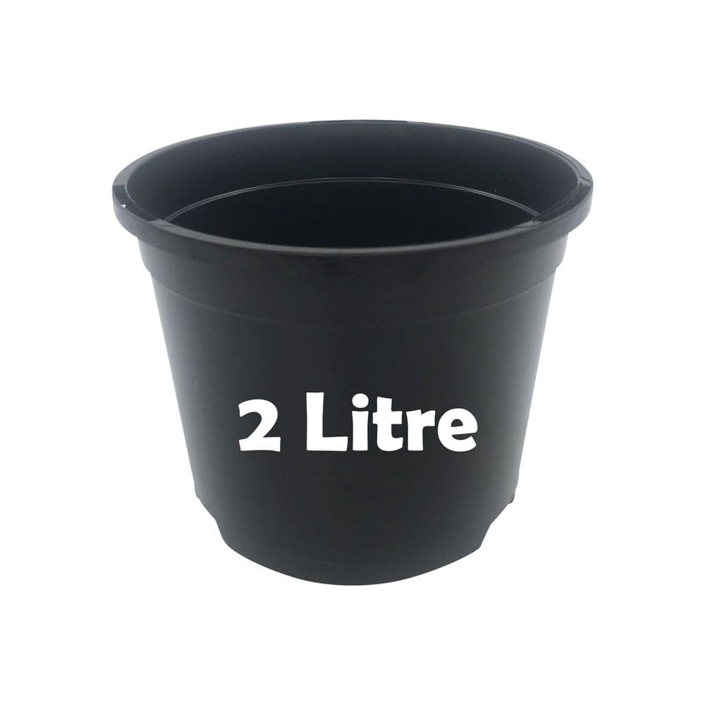 2 Litre Round Plant Pot Durable Injection-Moulded Plastic with Dual ...