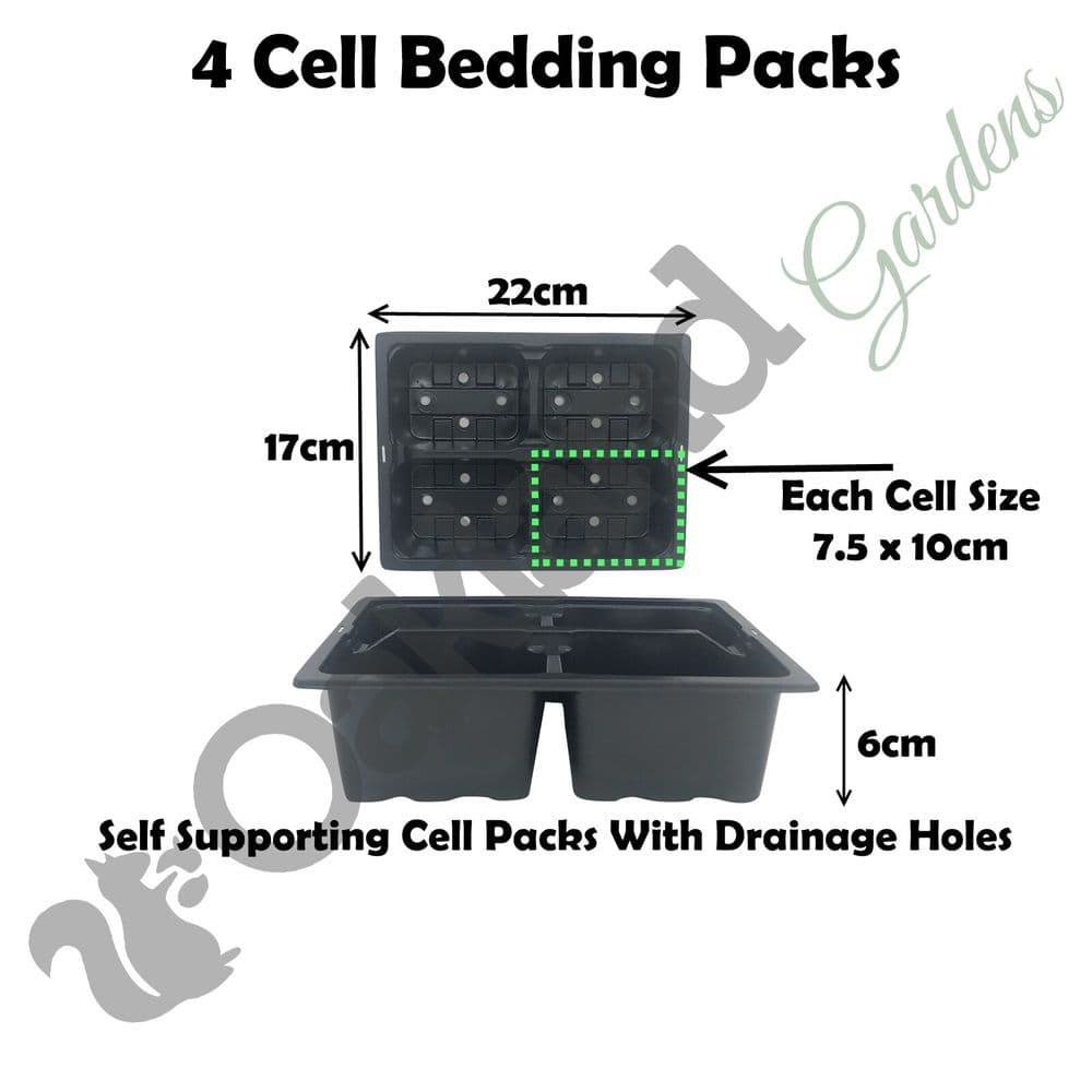 4 Cell Bedding Packs Recycled Linking Pots with Dual Drainage & Handle ...