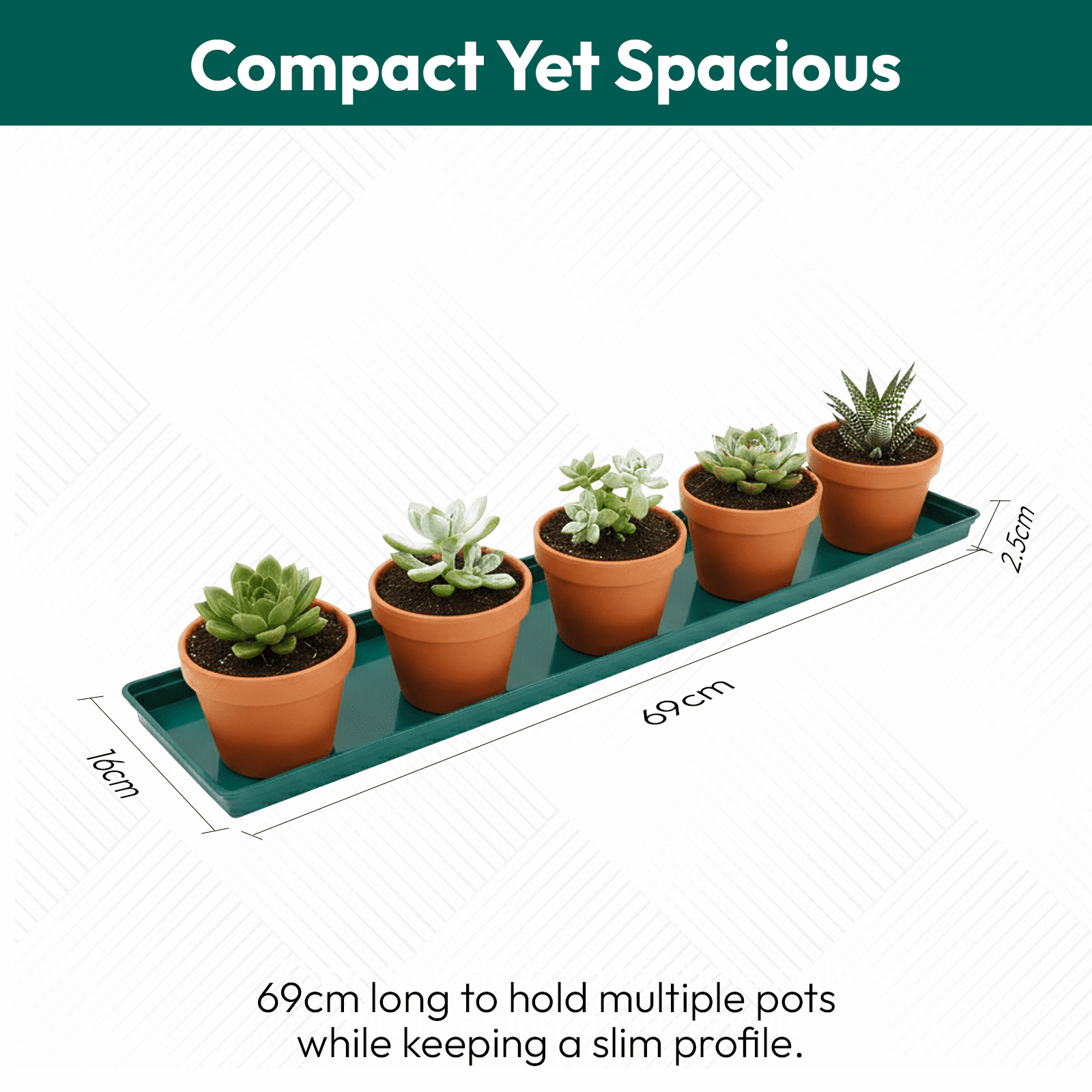 69 cm Large Windowsill Tray Wide Plastic Drip & Display Base for Pots