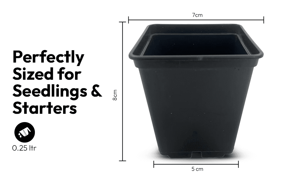 7 cm Square Plant Pots Durable Black Seedling & Propagation Containers
