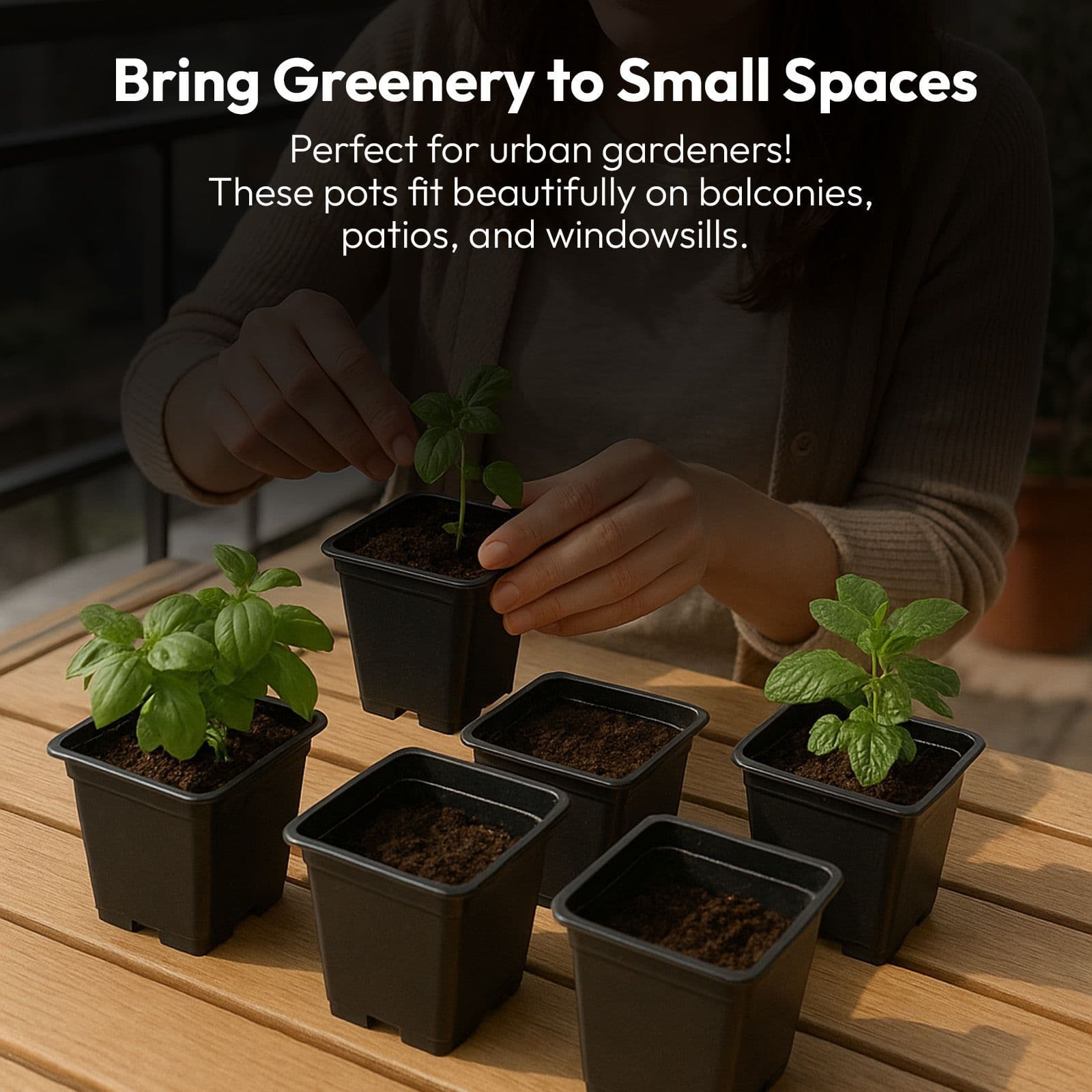 7 cm Square Plant Pots Durable Black Seedling & Propagation Containers