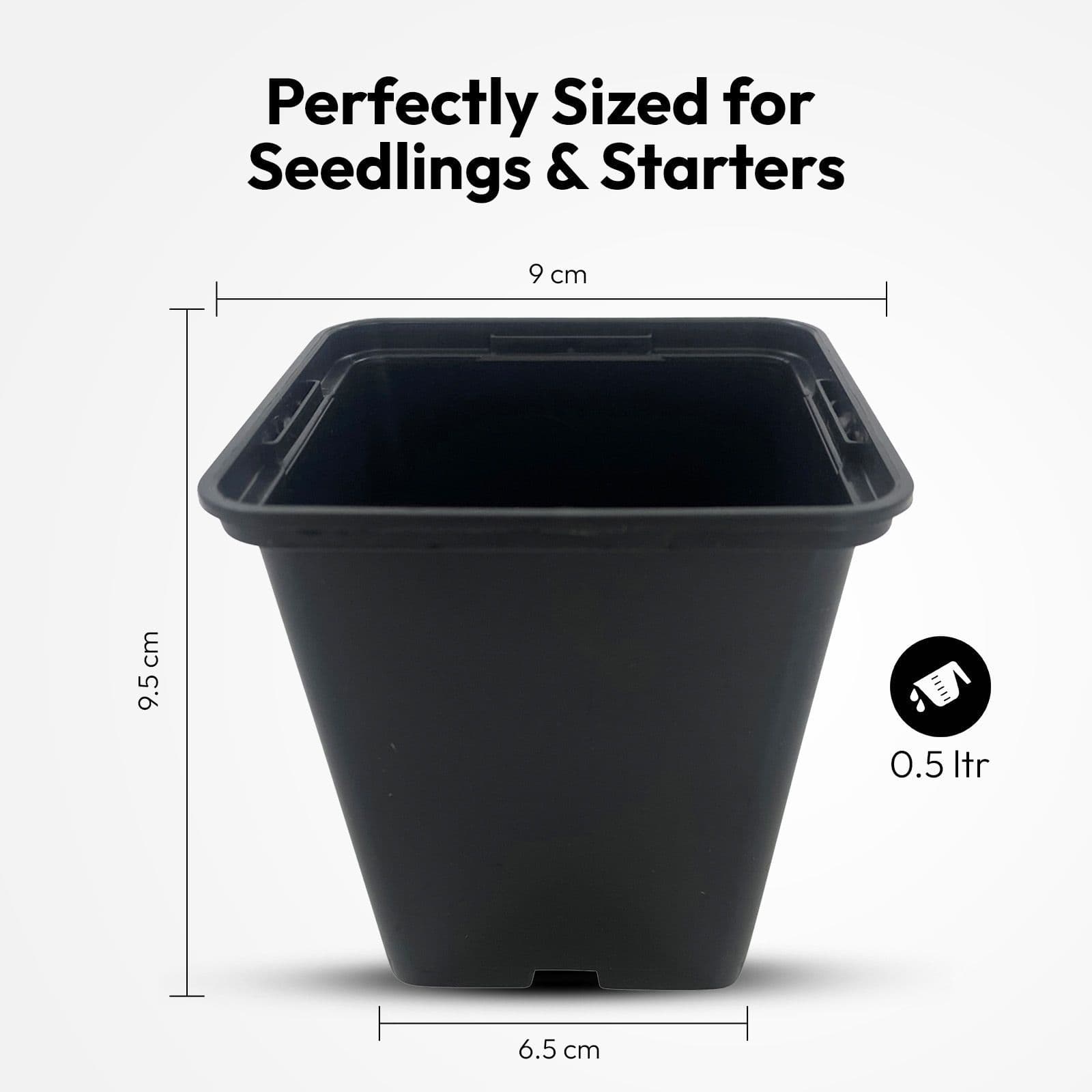 9 cm Square Plant Pots Durable Black Seedling & Propagation Containers