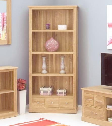 Mobel Oak Large 3 Drawer Bookcase