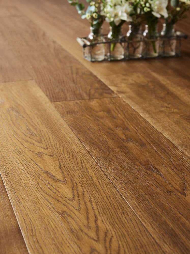 Balmoral Rustic Oak Flooring 14x190mm Scraped Cognac Stained & UV-Oiled ...