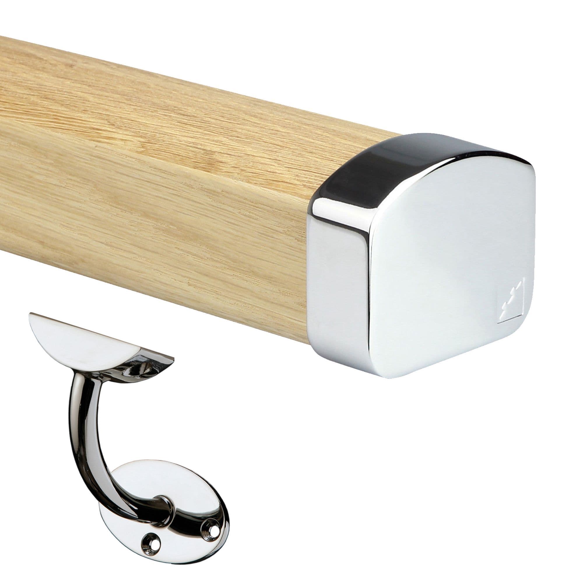 Elements White Oak Wall Handrail Kit in Polished Chrome