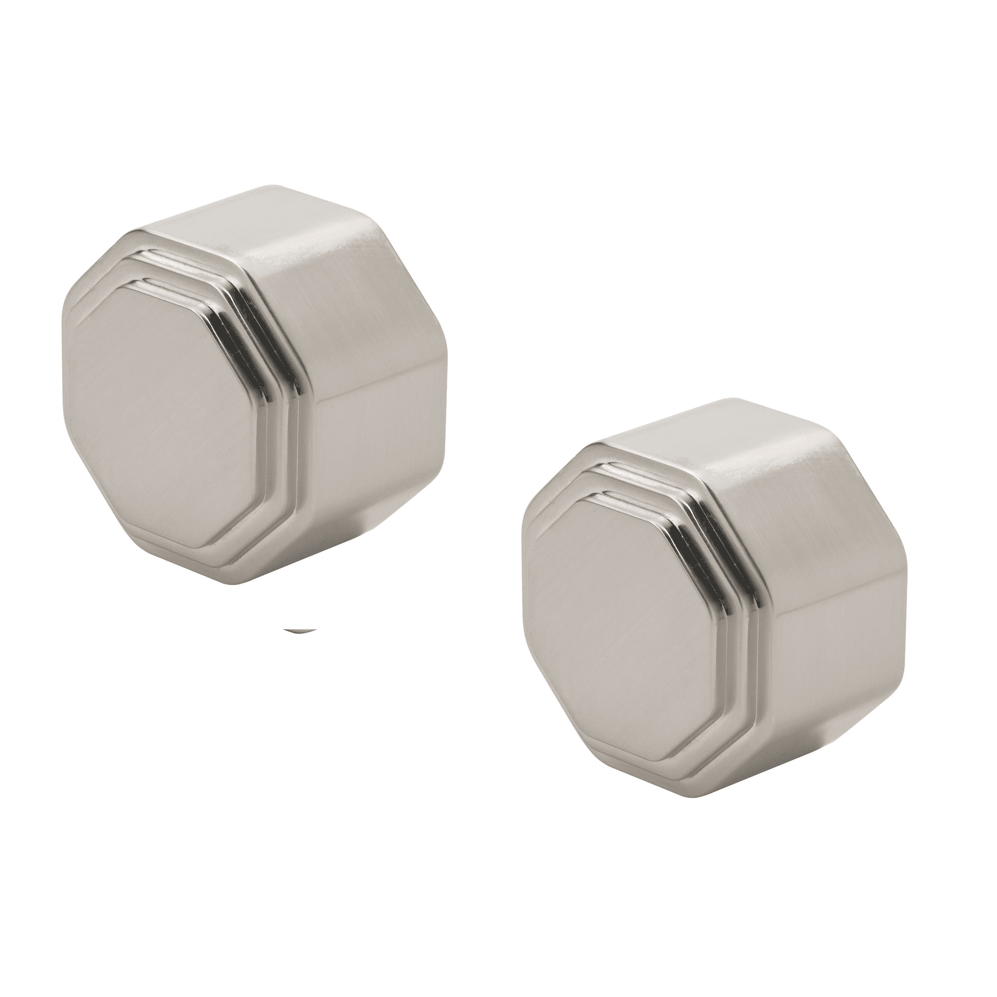 Octagon Brushed Nickel Wall Mounted Handrail End Caps Pack of 2