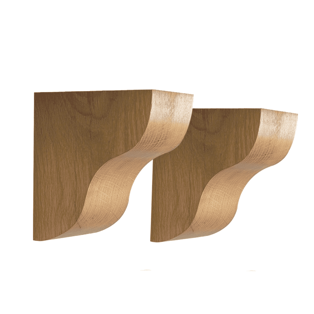 Solid Oak Beam Rustic Character Mantel Shelf & Heart Corbel Set