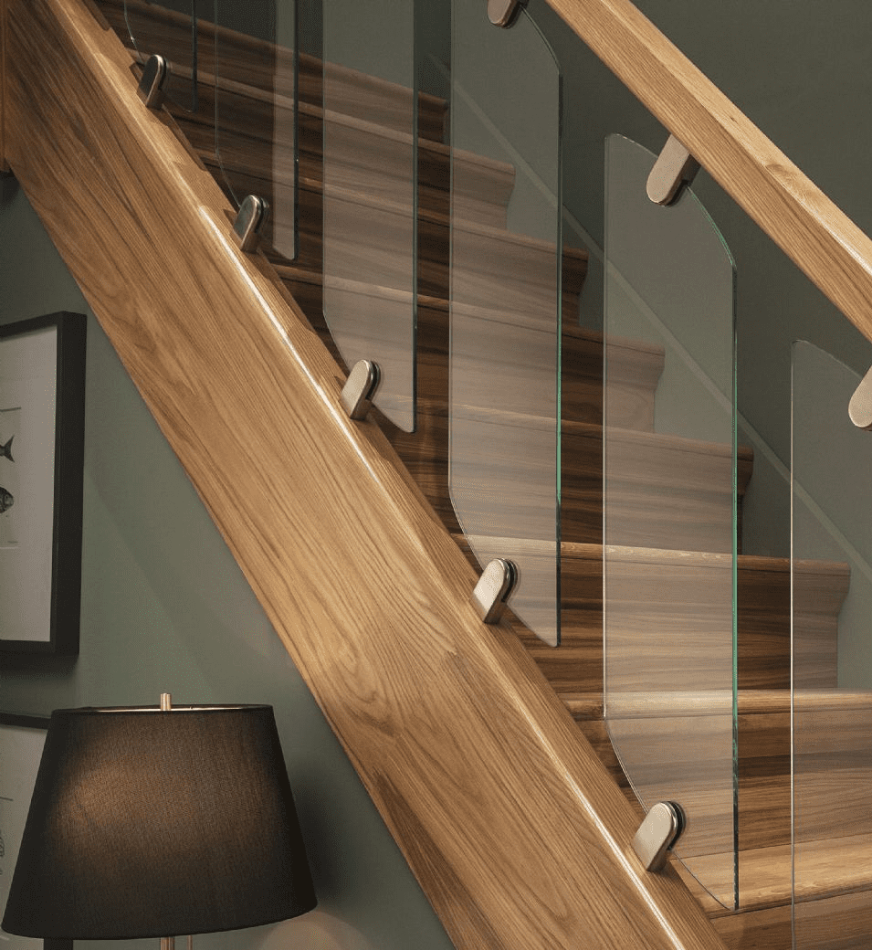 Solid White Oak Crown Un-Grooved Baserail for Glass Panel Brackets