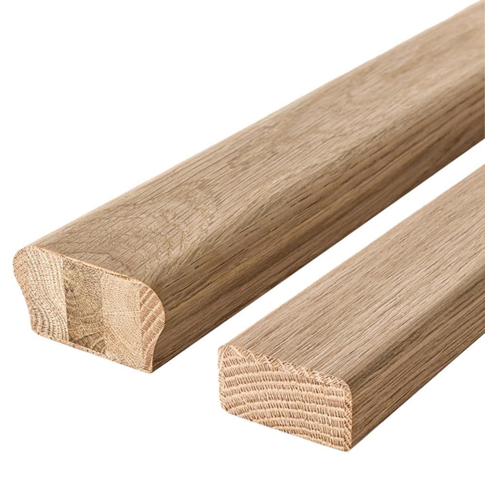 Solid White Oak Crown Un-Grooved Handrail & Baserail Set for Glass ...