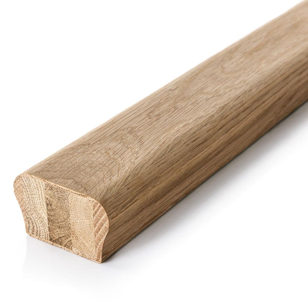 Solid White Oak Crown Un-Grooved Handrail for Glass Panel Brackets