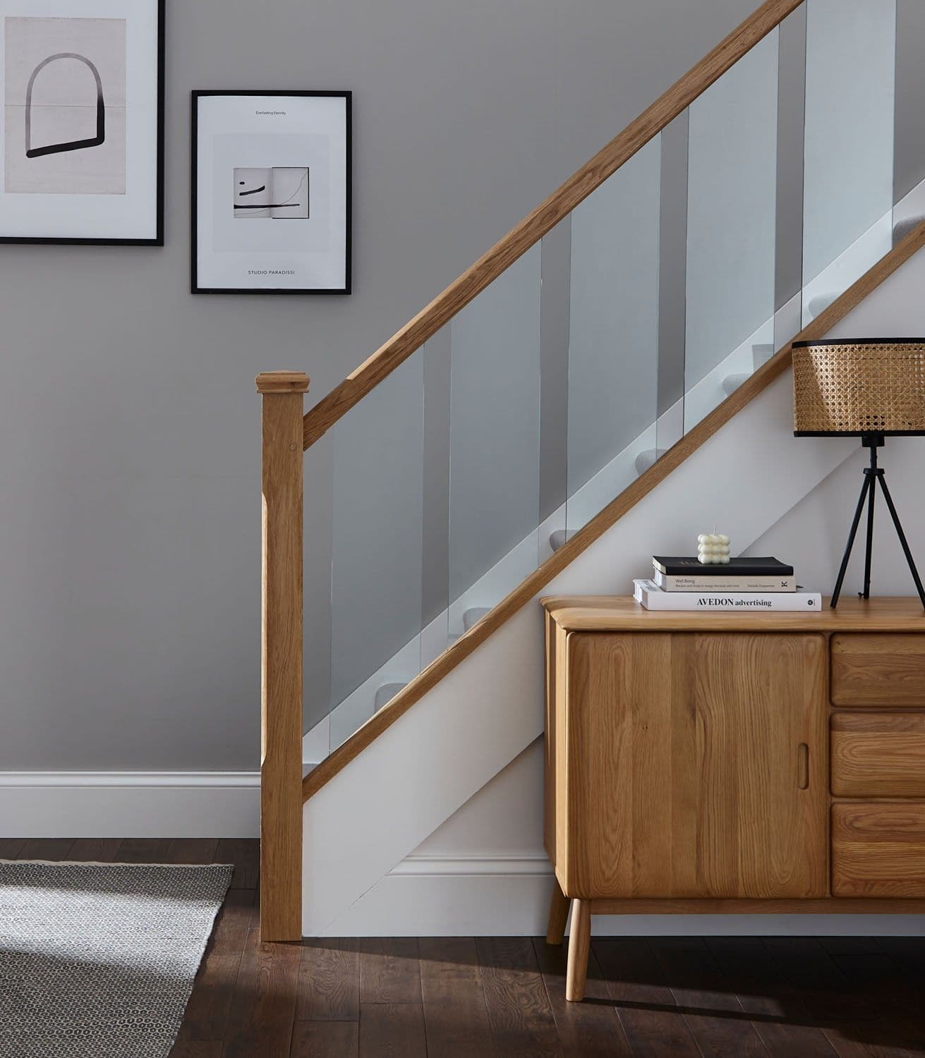 Solid White Oak Elements Handrail for Glass Panel 8mm