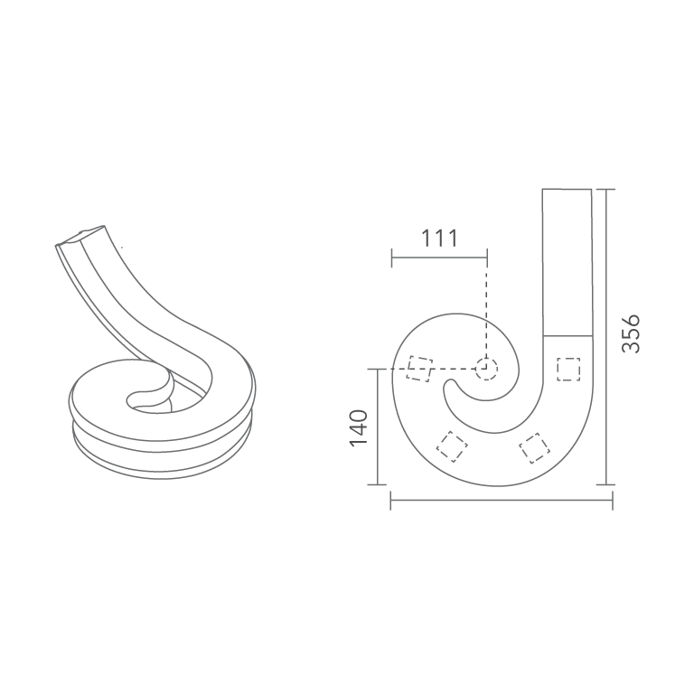 Solid White Oak HDR Volute Left Hand 140x356mm Trademark