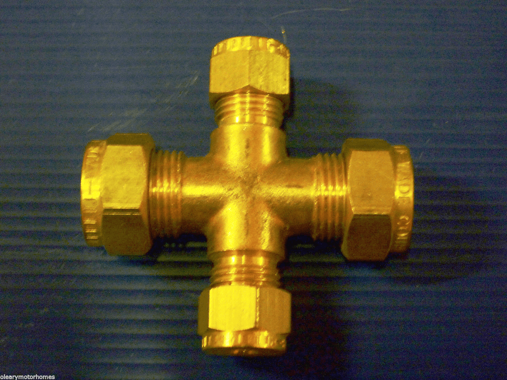 4 way gas cross 2x 10mm 2x6 mm Brass
