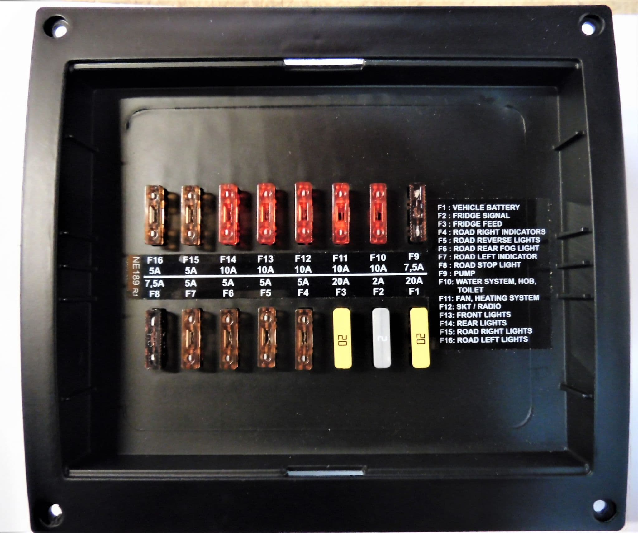 Caravan Motorhome Nordelettronica NE189 1 fuse panel